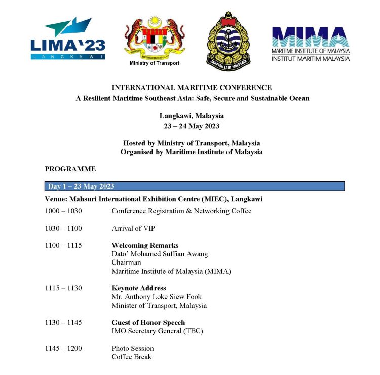LIMA ’23 International Maritime Conference: A Resilient Maritime ...
